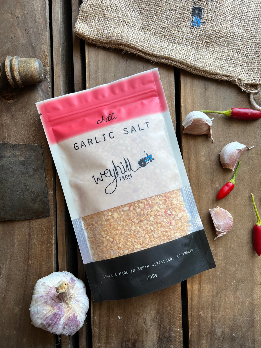 Chilli Garlic Salt - Buy Australian Garlic – Weyhill Farm Garlic Salts